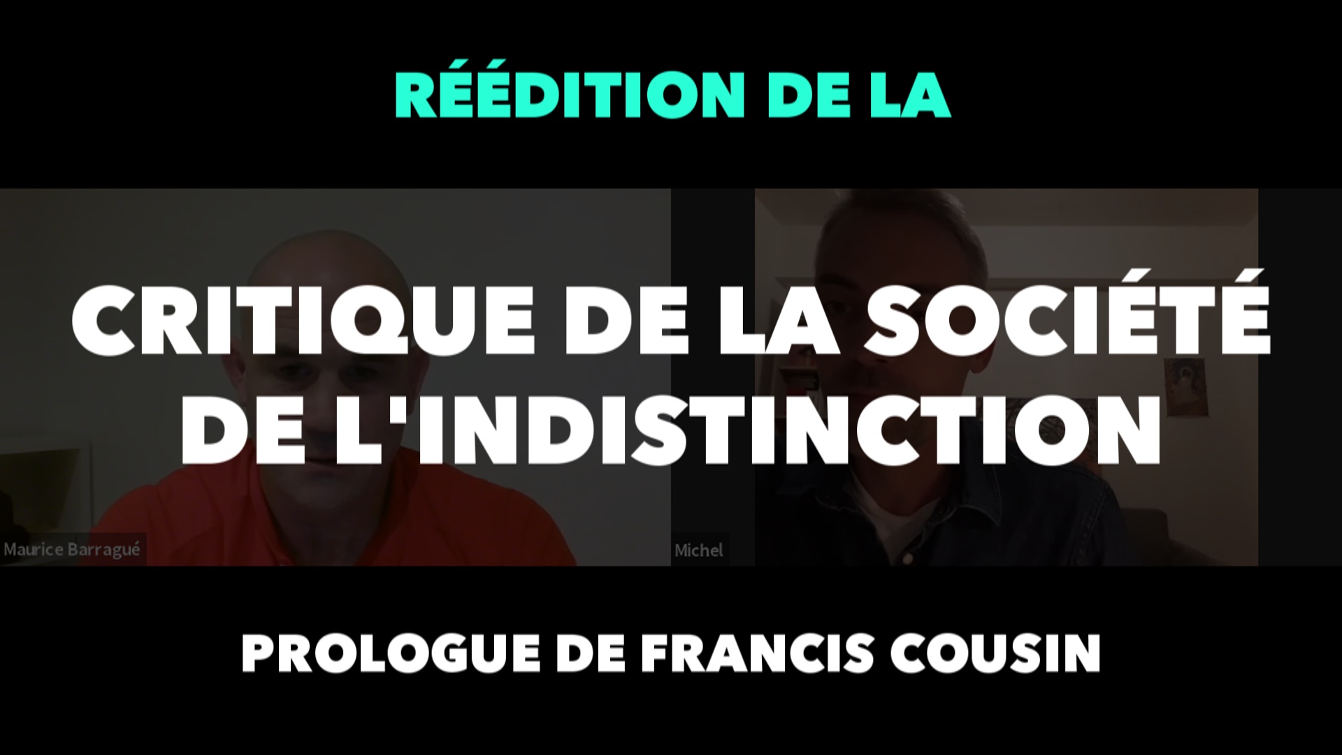 Réédition de la critique de la société de l'indistinction - Prologue de ...